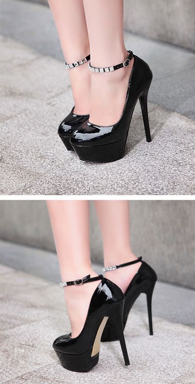 Sexy Black Rhinestone Design High Heels Shoes on Luulla