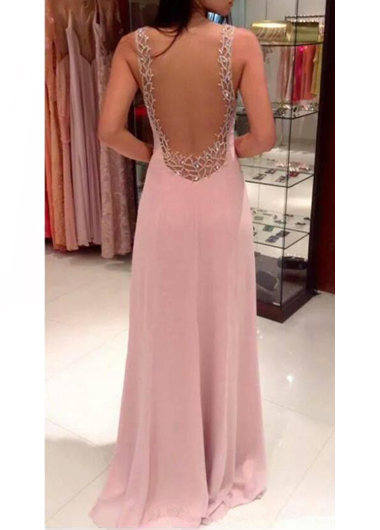 Beautiful Pink Low Back Design Long Dress on Luulla