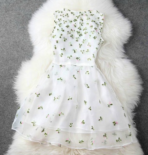 Slim Spring And Summer Floral Embroidery Princess Dress on Luulla
