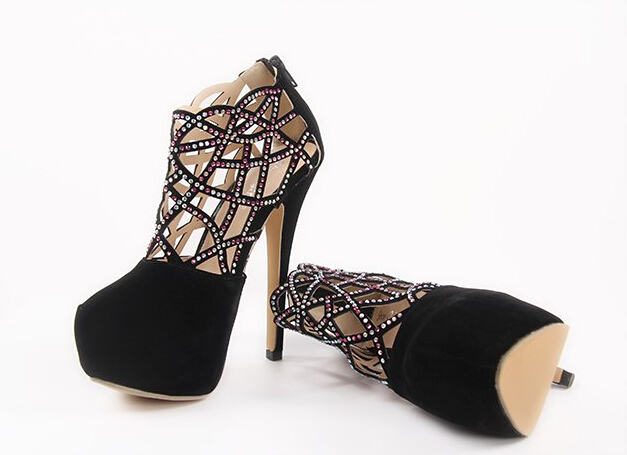 Luxury Diamond Design Black High Heels Party Pumps on Luulla