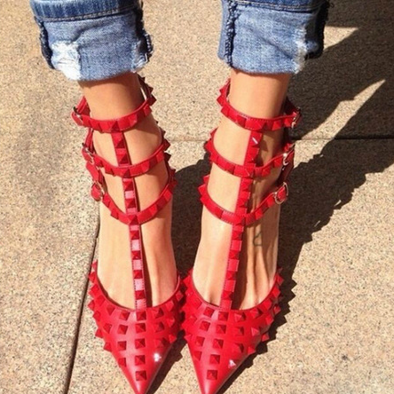 Fashionable Red Rivet High Heels on Luulla