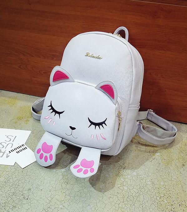Cute Cat Backpack School Women Pu Leather Backpacks For Teenage Girls ...