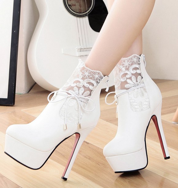 Classy High Heel Fashion Boots With Lace Details on Luulla